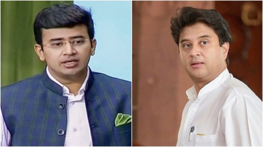 Indigo emergency door bjp tejasvi surya congress statement of minister jyotiraditya scindia