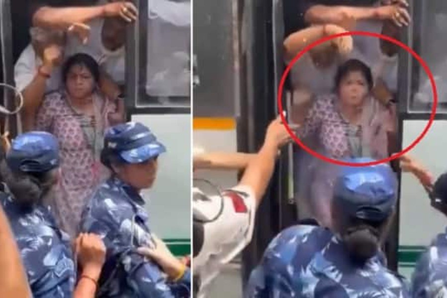 Video of Mahila Congress President Neta D'Souza spitting on policemen ...