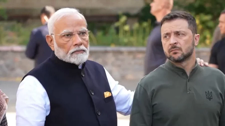 Modi meets Zelensky in Ukraine and pays tribute to children